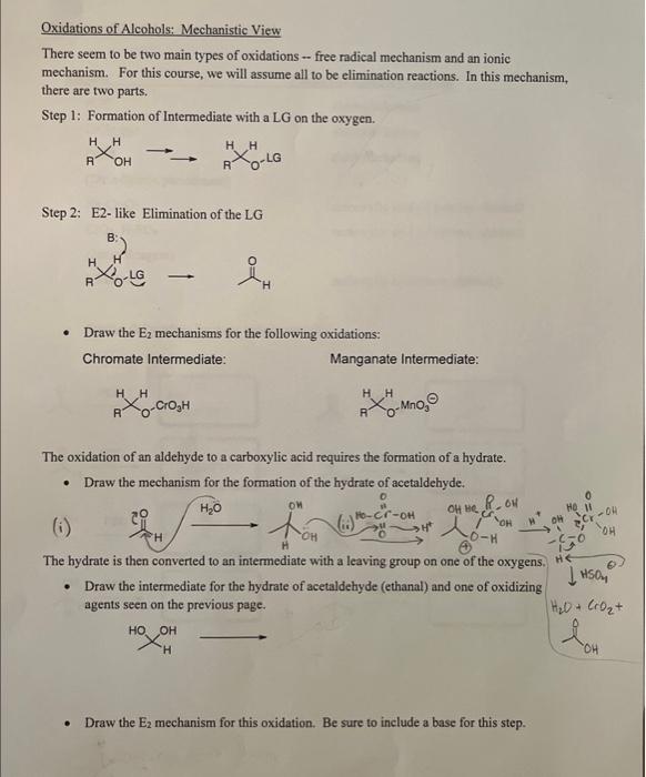 Solved Oxidations of Alcohols: Mechanistic View There seem | Chegg.com