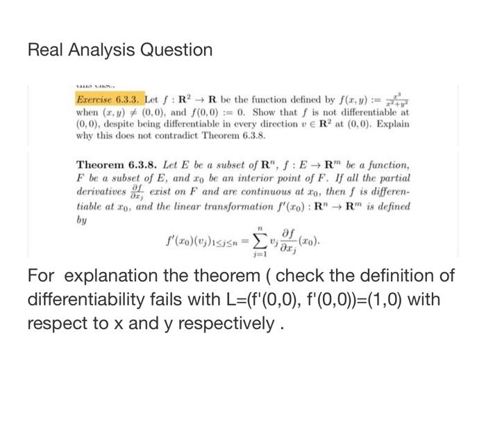 Solved Real Analysis Question Erercise 6.3.3. Let f:R2→R be | Chegg.com