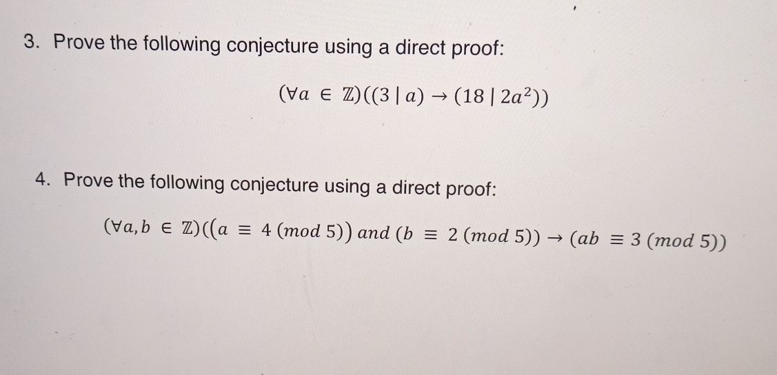 Solved Prove the following conjecture using a direct | Chegg.com