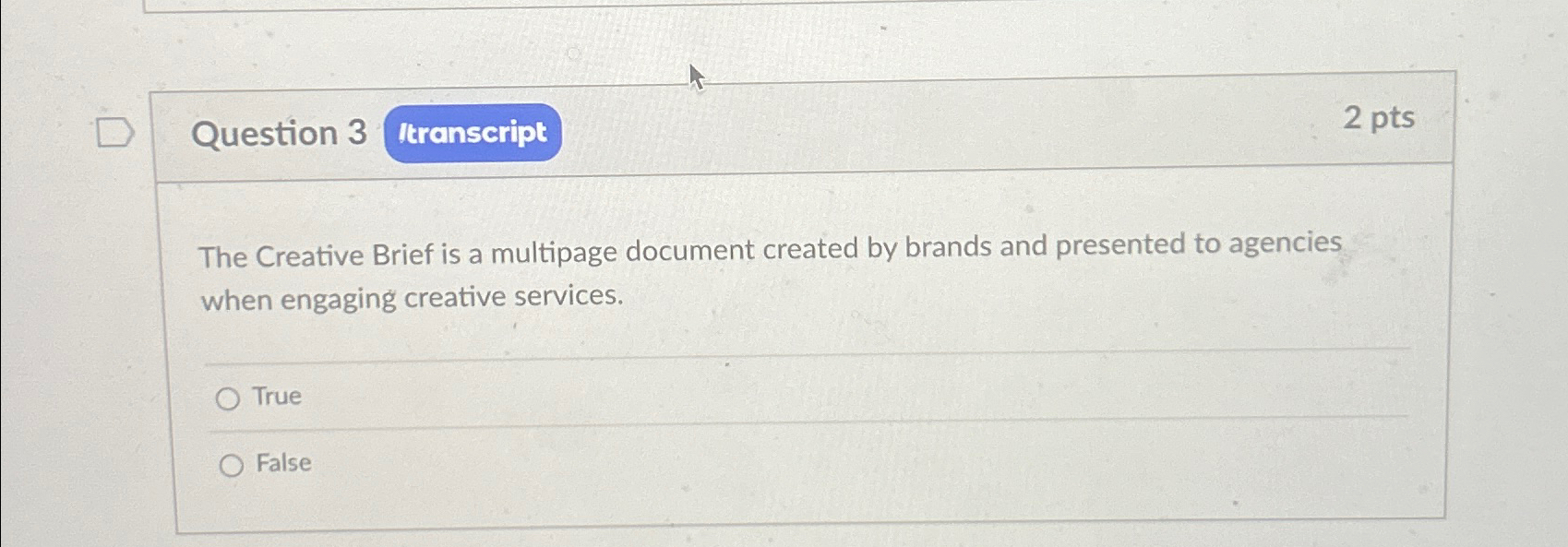 Solved Question 32 ﻿ptsThe Creative Brief is a multipage | Chegg.com