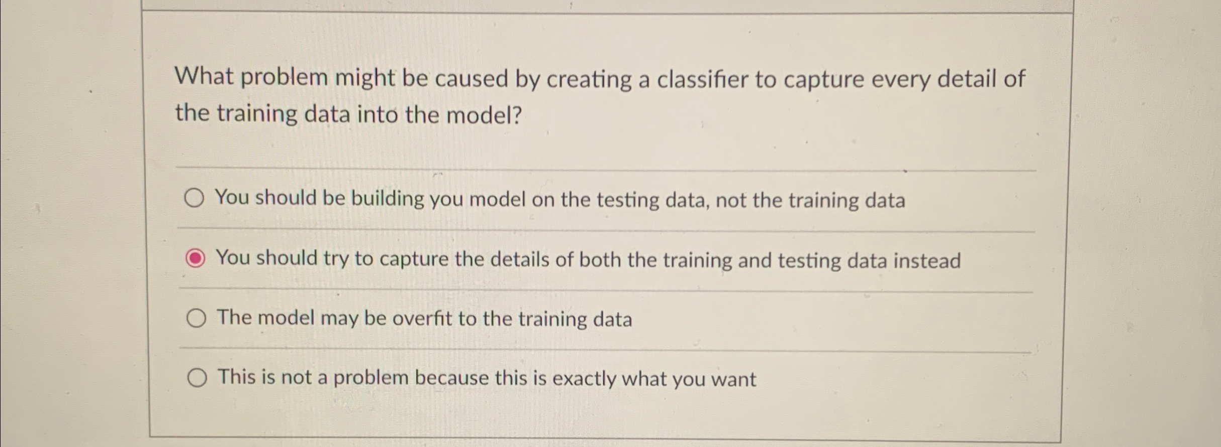 Solved What problem might be caused by creating a classifier | Chegg.com
