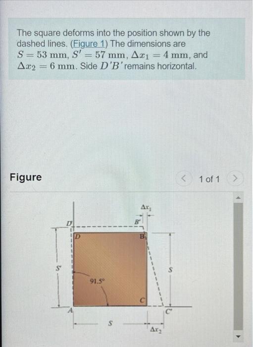 Solved The square deforms into the position shown by the | Chegg.com