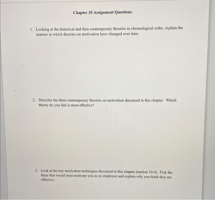 Solved Chapter 10 Assignment Questions 1. Looking at the | Chegg.com