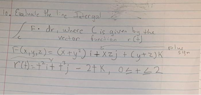 Solved 0. Evaluale the line Intergal ∫cF⋅dr, where C is | Chegg.com
