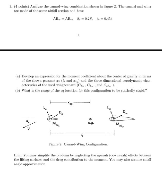 Solved 3. (4 points) Analyze the canard-wing combination | Chegg.com