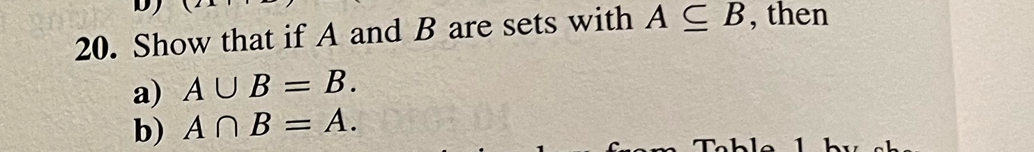 Solved Show that if A and B ﻿are sets with AsubeB, | Chegg.com