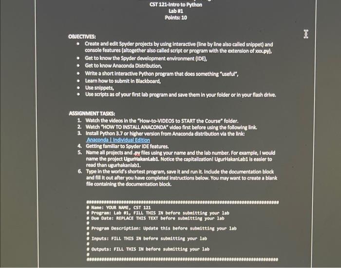 Solved CST 121-Intro to Python Labll Points: 10 OBECTIVES: - | Chegg.com