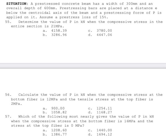 Solved SITUATION: A prestressed concrete beam has a width of | Chegg.com
