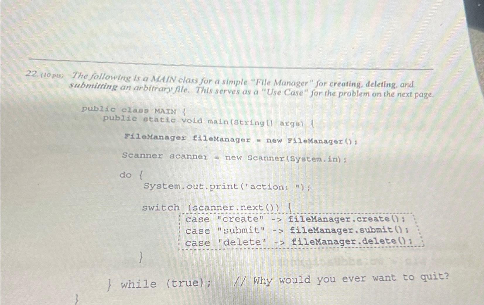 Solved (10 ﻿pts) ﻿The following is a MAIN class for a simple | Chegg.com