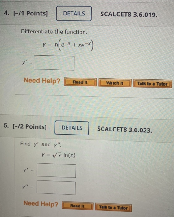 Solved 4. [-/1 Points] DETAILS SCALCET8 3.6.019. | Chegg.com