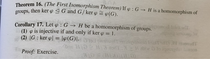 Solved Chorem 16. (The First Isomorphism Theorem) Ifo : G | Chegg.com