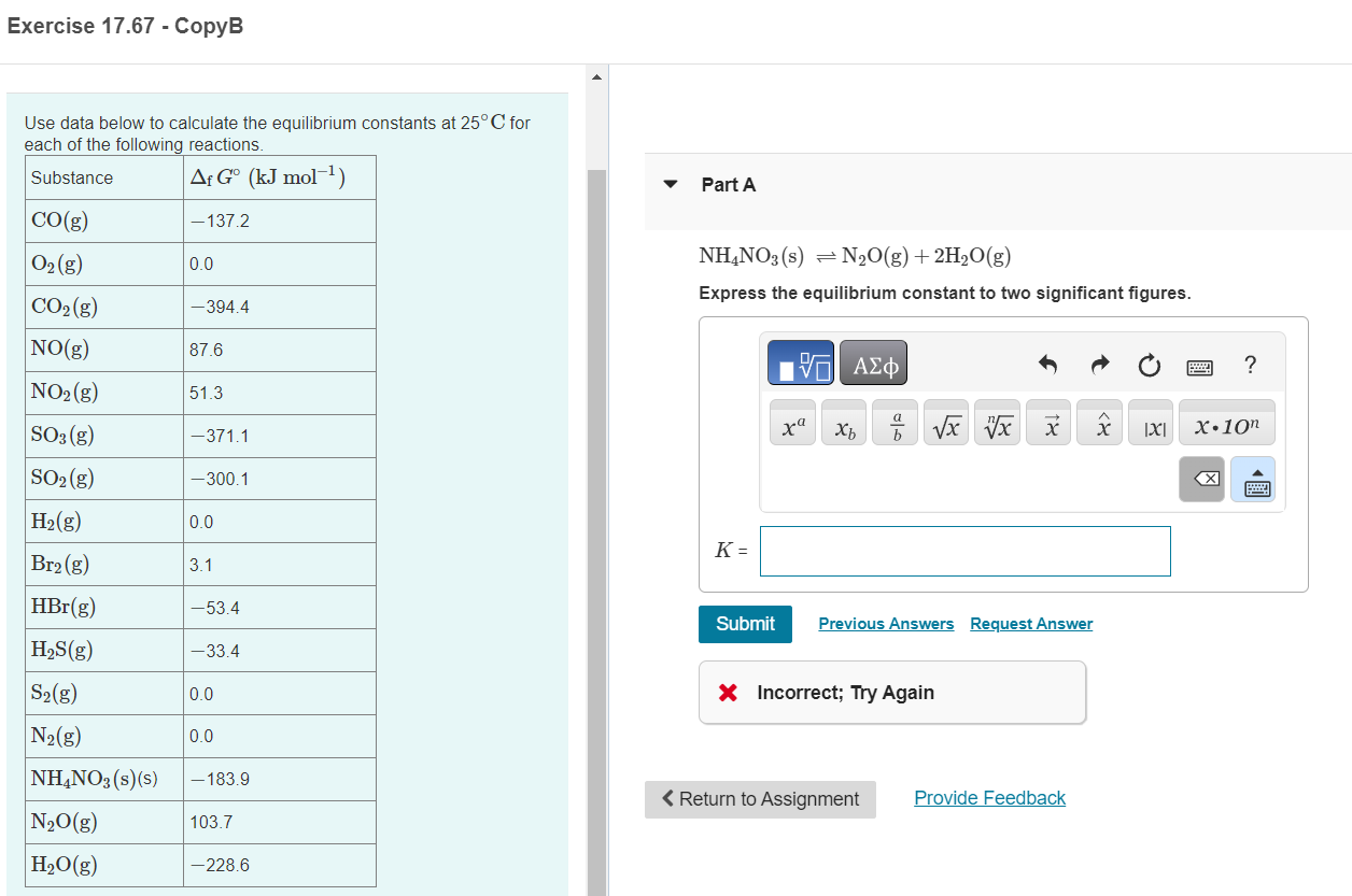 Solved Use data below to calculate the equilibrium constants | Chegg.com
