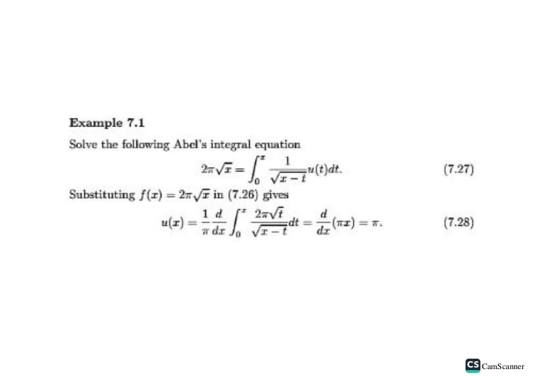 Example 7.1Solve the following Abel's integral | Chegg.com