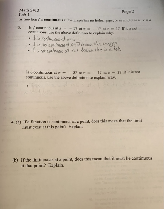 Solved Math 2413 Page 2 Lab 1 A function fis continuous if | Chegg.com