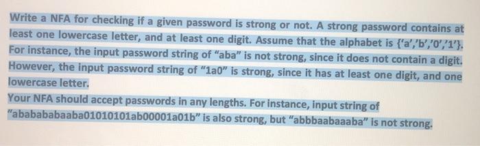 Solved Write a NFA for checking if a given password is | Chegg.com