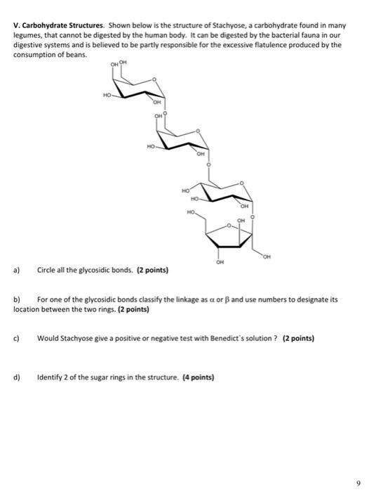 Solved V. Carbohydrate Structures. Shown below is the | Chegg.com