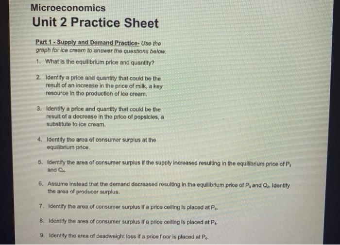 Solved Microeconomics Unit 2 Practice Sheet Part 1 - Supply | Chegg.com