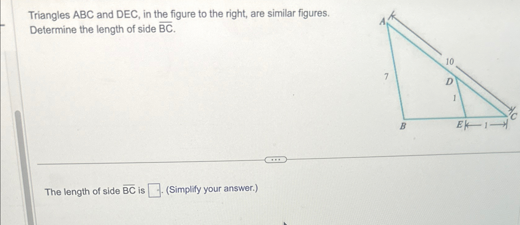 Solved Triangles ABC and DEC, in the figure to the right, | Chegg.com