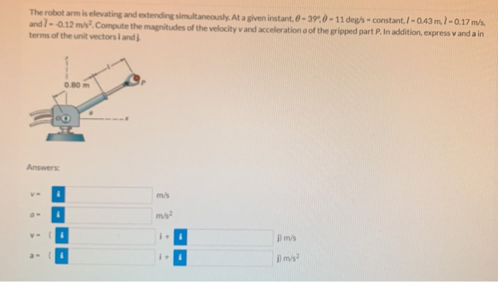 Solved The robot arm is elevating and extending | Chegg.com