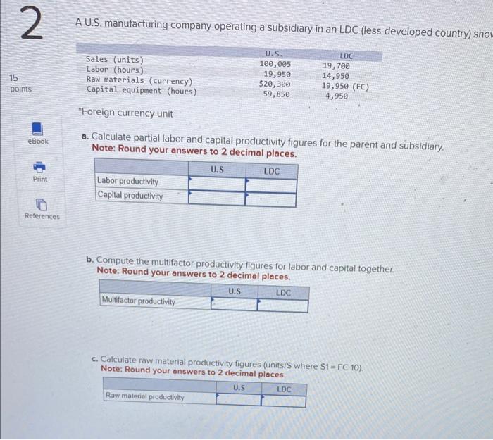 Solved A U.S. manufacturing company operating a subsidiary | Chegg.com