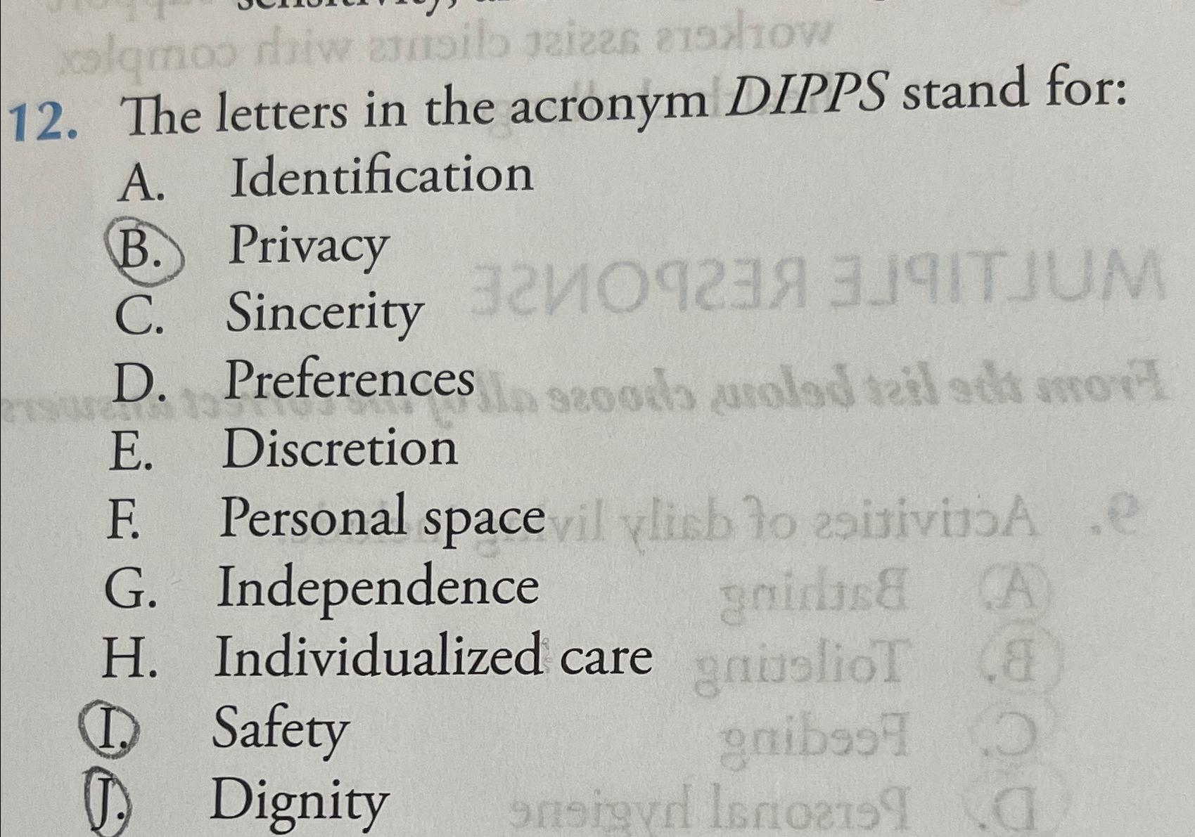 Solved The letters in the acronym DIPPS stand for:A. | Chegg.com