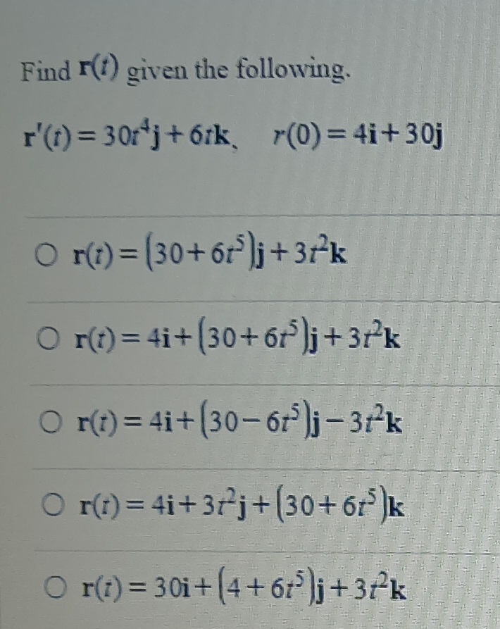 Solved Find r(t) ﻿given the | Chegg.com