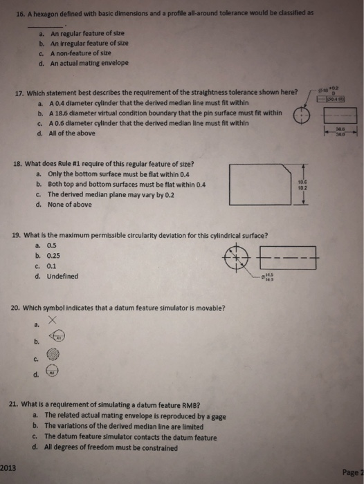 Solved 16. A hexagon defined with basic dimensions and a | Chegg.com