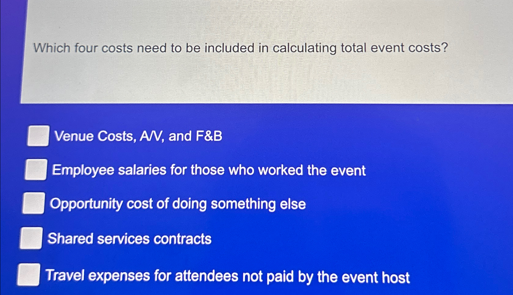 Solved Which four costs need to be included in calculating | Chegg.com