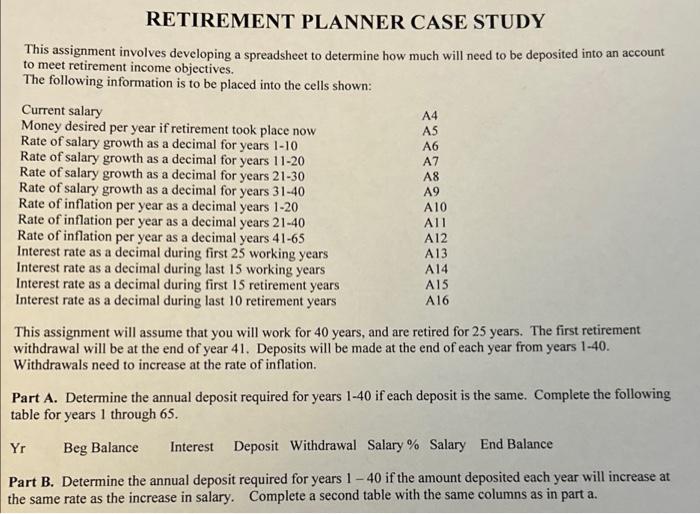 Solved RETIREMENT PLANNER CASE STUDY This assignment | Chegg.com