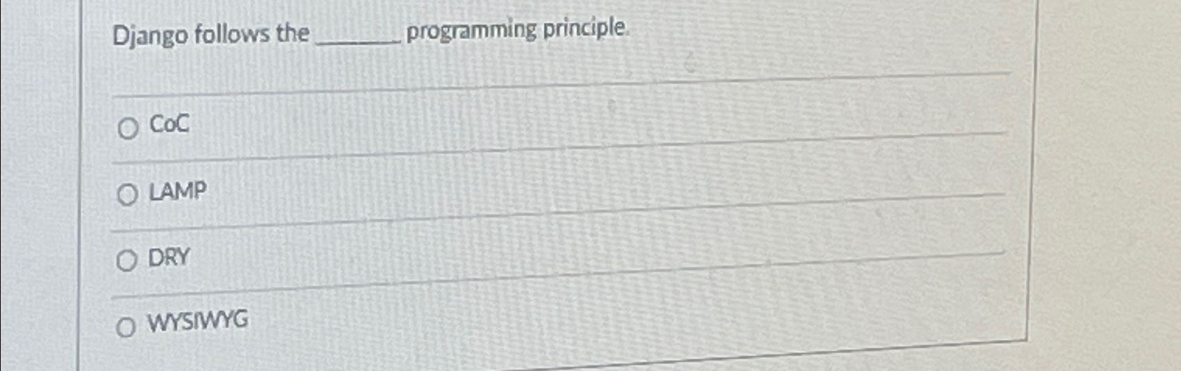 Solved Django follows the programming | Chegg.com