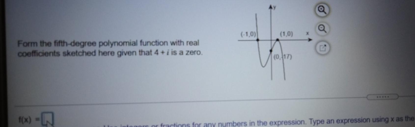 Solved (-1,0) (1.0) Form the fifth-degree polynomial | Chegg.com