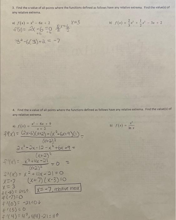 Solved Find the x-value of all points where the functions | Chegg.com
