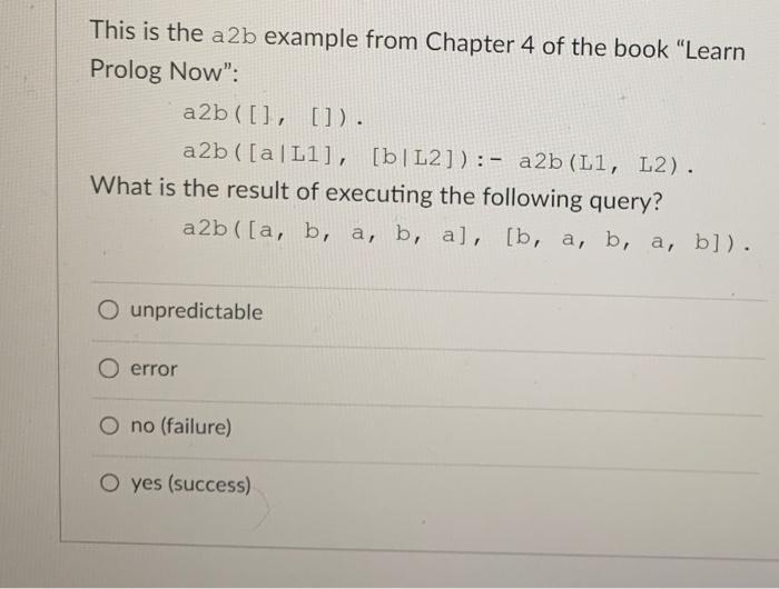 Solved Each statements in a Prolog knowledge is called a | Chegg.com
