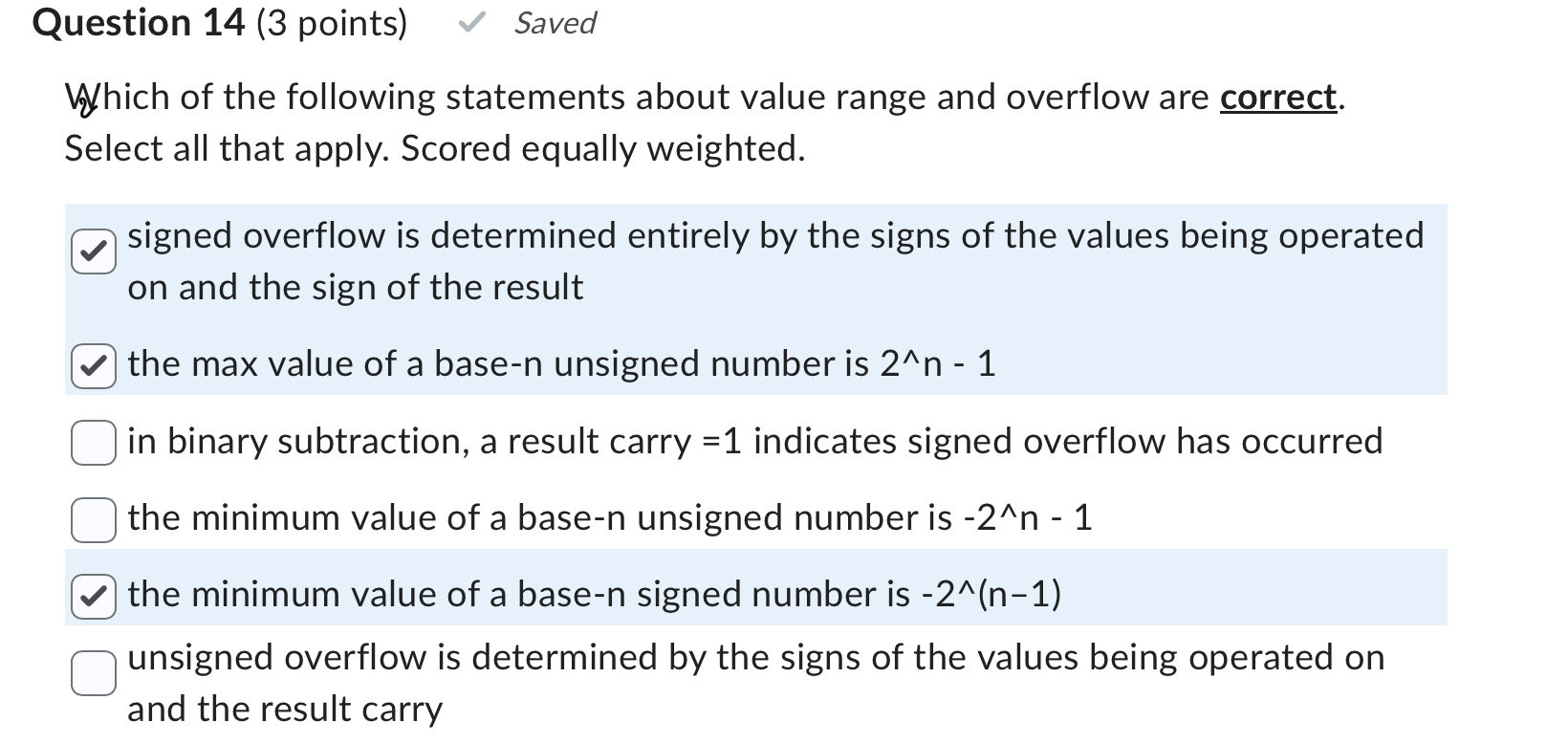 Solved Question 14 (3 ﻿points)Which of the following | Chegg.com