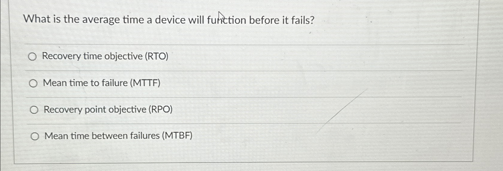 Solved What is the average time a device will function | Chegg.com