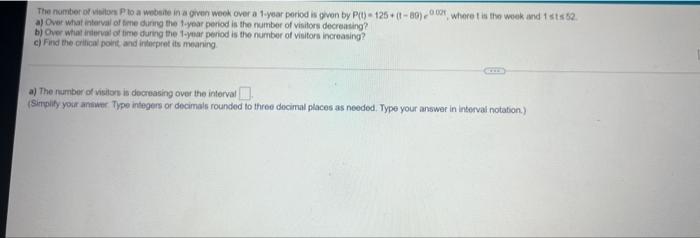 Solved The number of visitors to a website in a given wook | Chegg.com