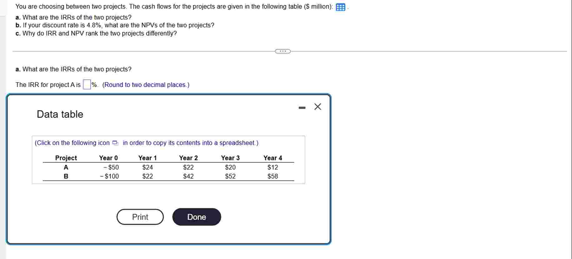 Solved You are choosing between two projects. The cash flows | Chegg.com