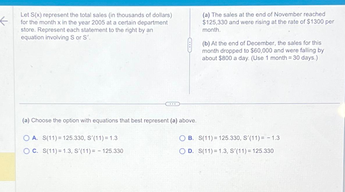 Solved Let S(x) ﻿represent the total sales (in thousands of | Chegg.com