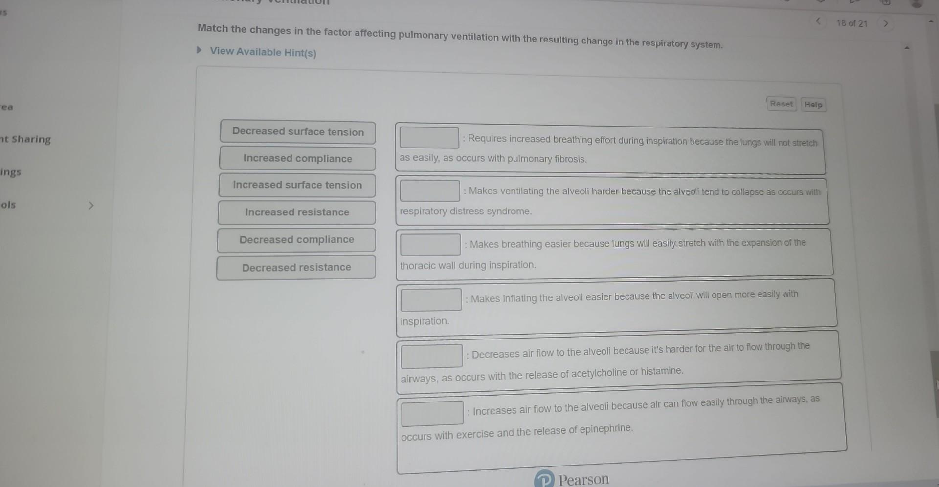 Solved Match the changes in the factor affecting pulmonary | Chegg.com