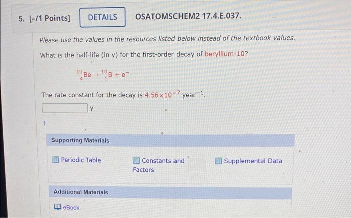 Solved Please use the values in the resources listed below | Chegg.com