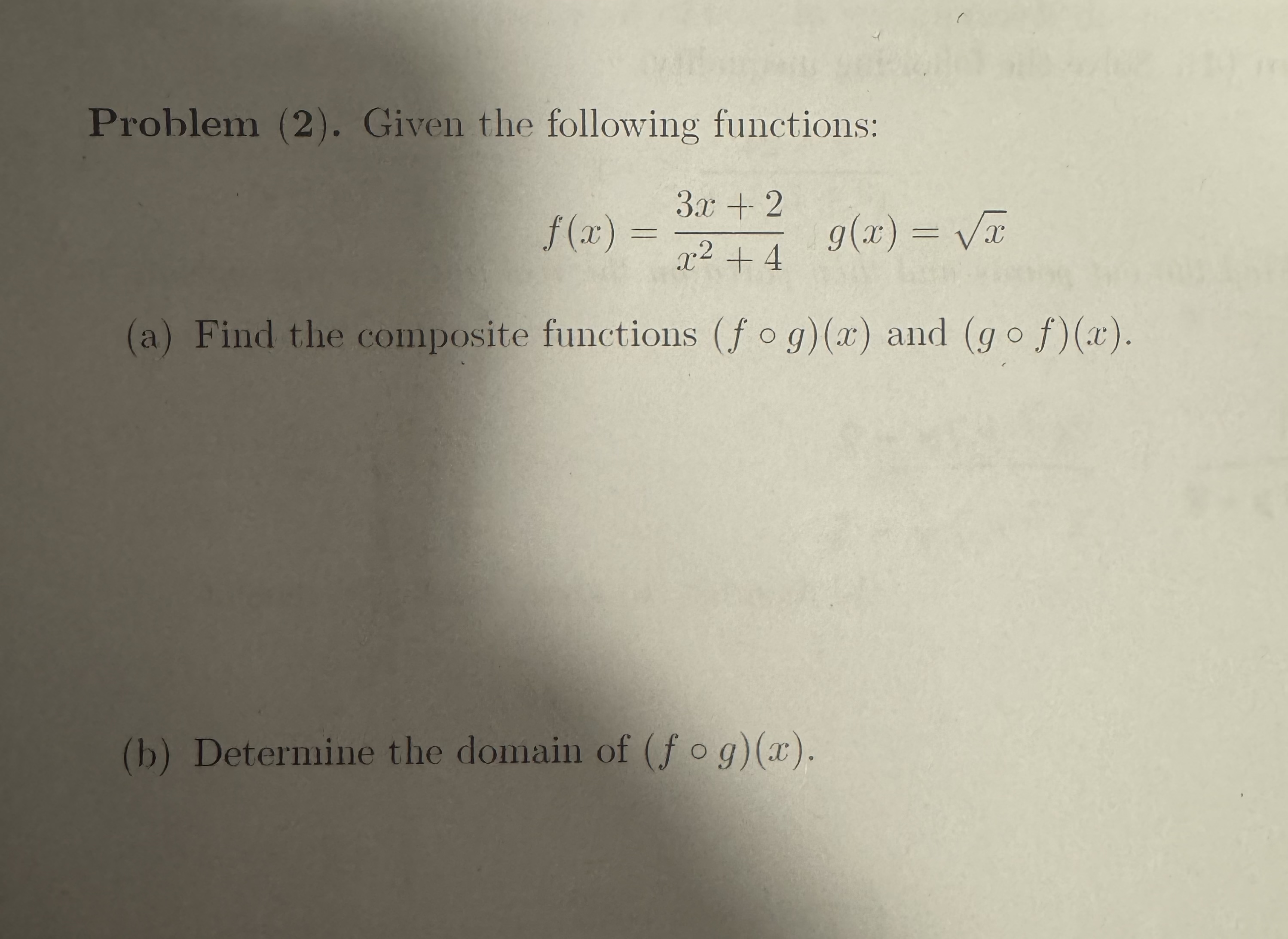 Solved Problem (2). ﻿Given the following | Chegg.com