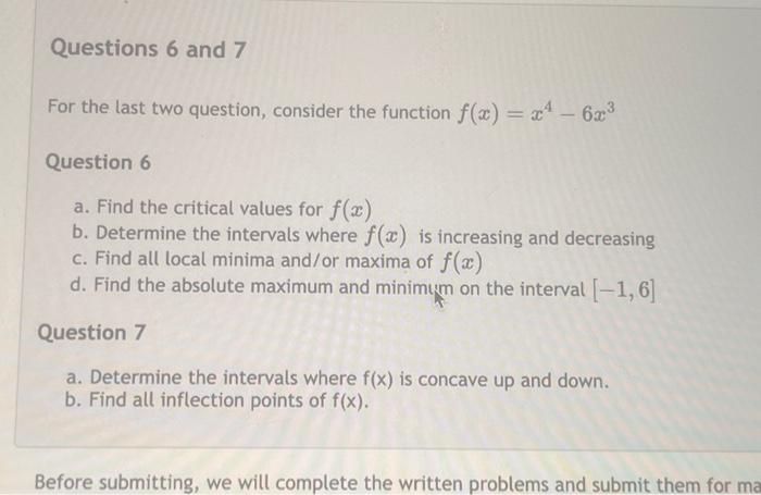 Solved Questions 6 and 7 For the last two question, consider | Chegg.com