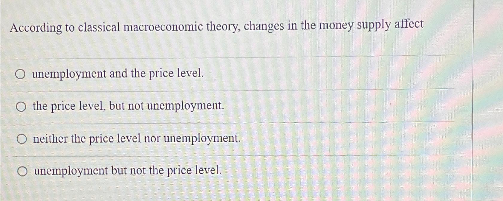 Solved According to classical macroeconomic theory, changes | Chegg.com