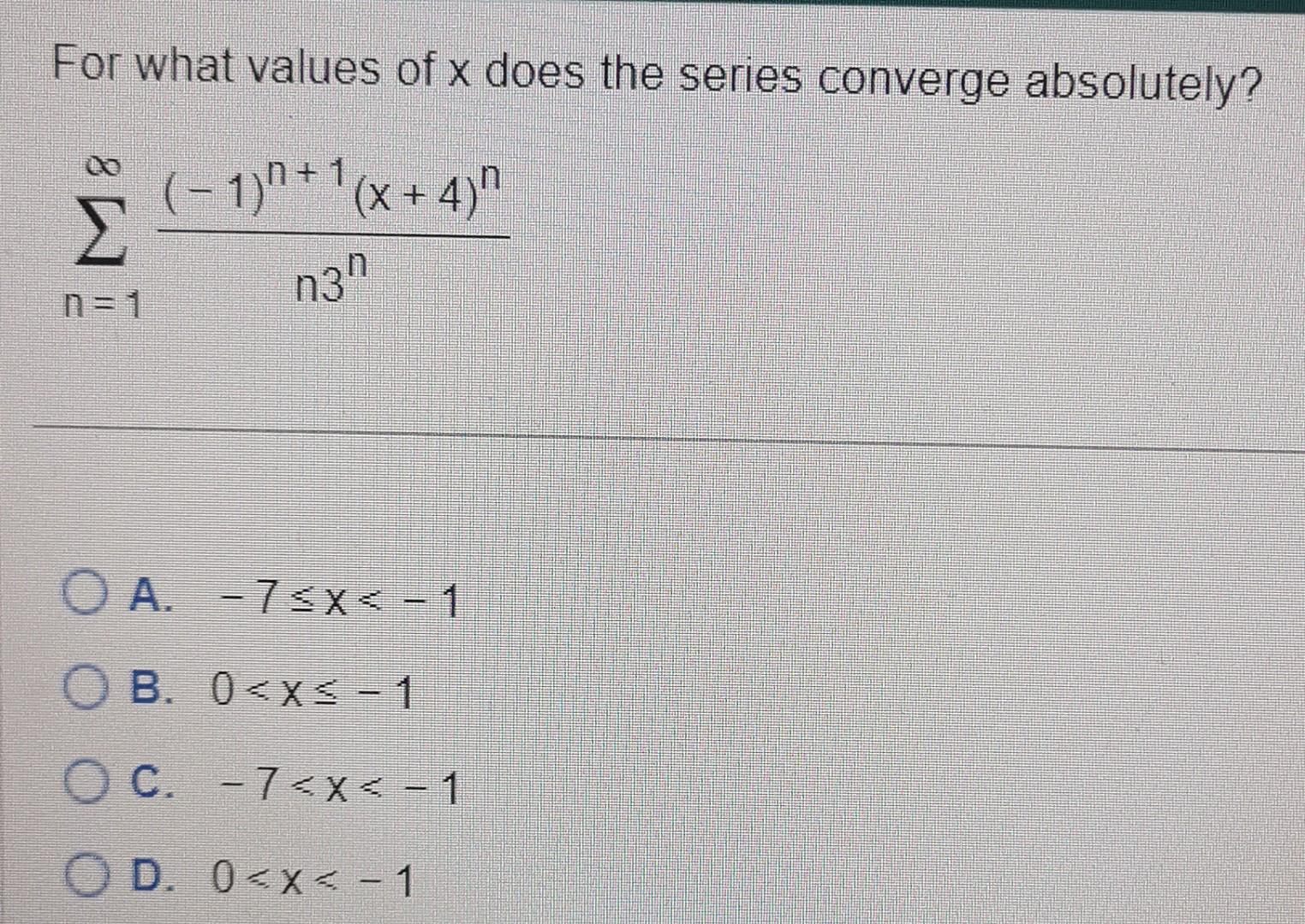 Solved For what values of x does the series converge | Chegg.com