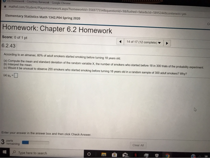 Solved Homework Courtney Banaszak - Google Chrome | Chegg.com