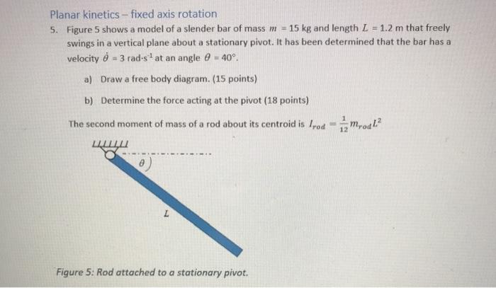 Solved Planar kinetics - fixed axis rotation 5. Figure 5 | Chegg.com