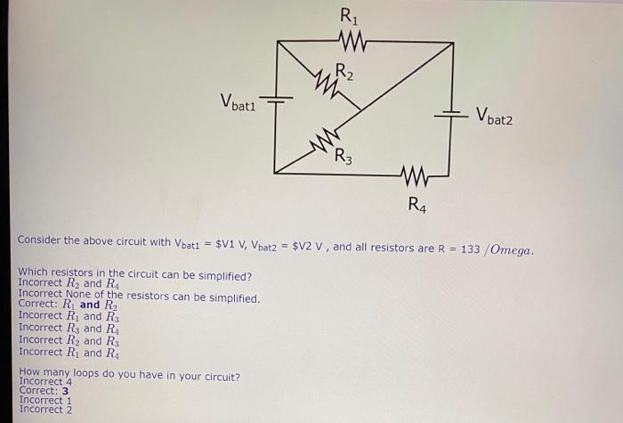 Consider the above circuit with Vbat =$ V1 V, Vbat =$ | Chegg.com