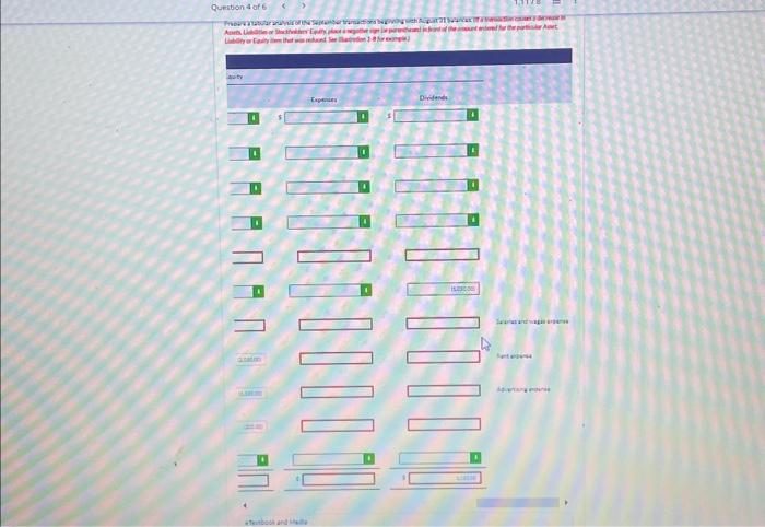 Solved Prepare a tabular analysis of the september | Chegg.com