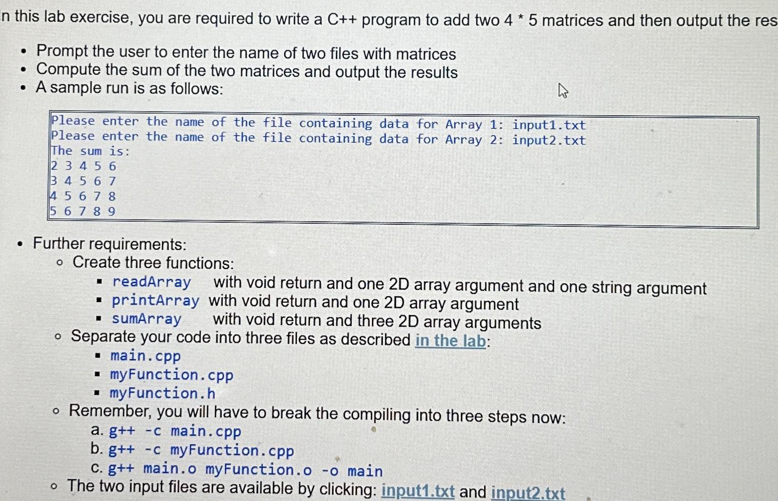 Solved n this lab exercise, you are required to write a C++ | Chegg.com