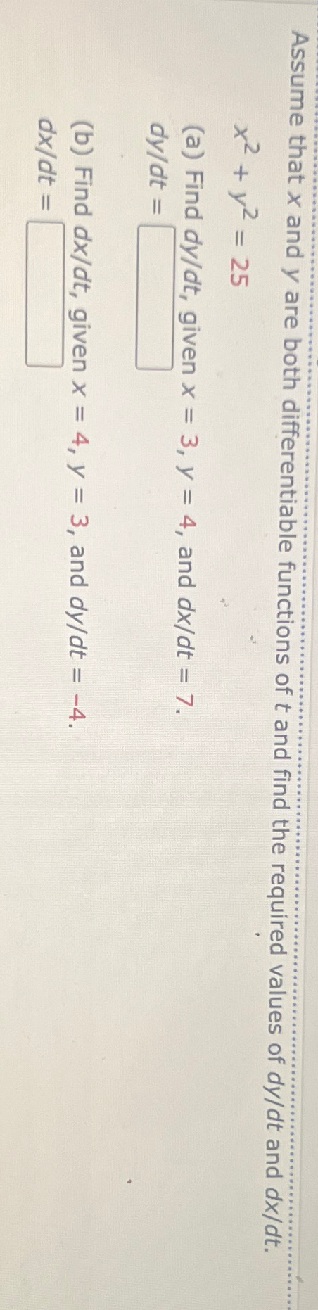 Solved Assume that x ﻿and y ﻿are both differentiable | Chegg.com